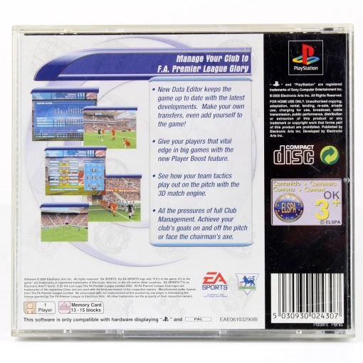 The F.A. Premier League Football Manager 2001 (PS1) - WTS Retro