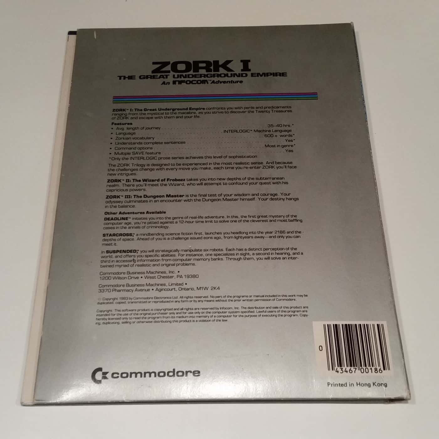 Zork I: The Great Underground Empire (Commodore 64 - Disk)