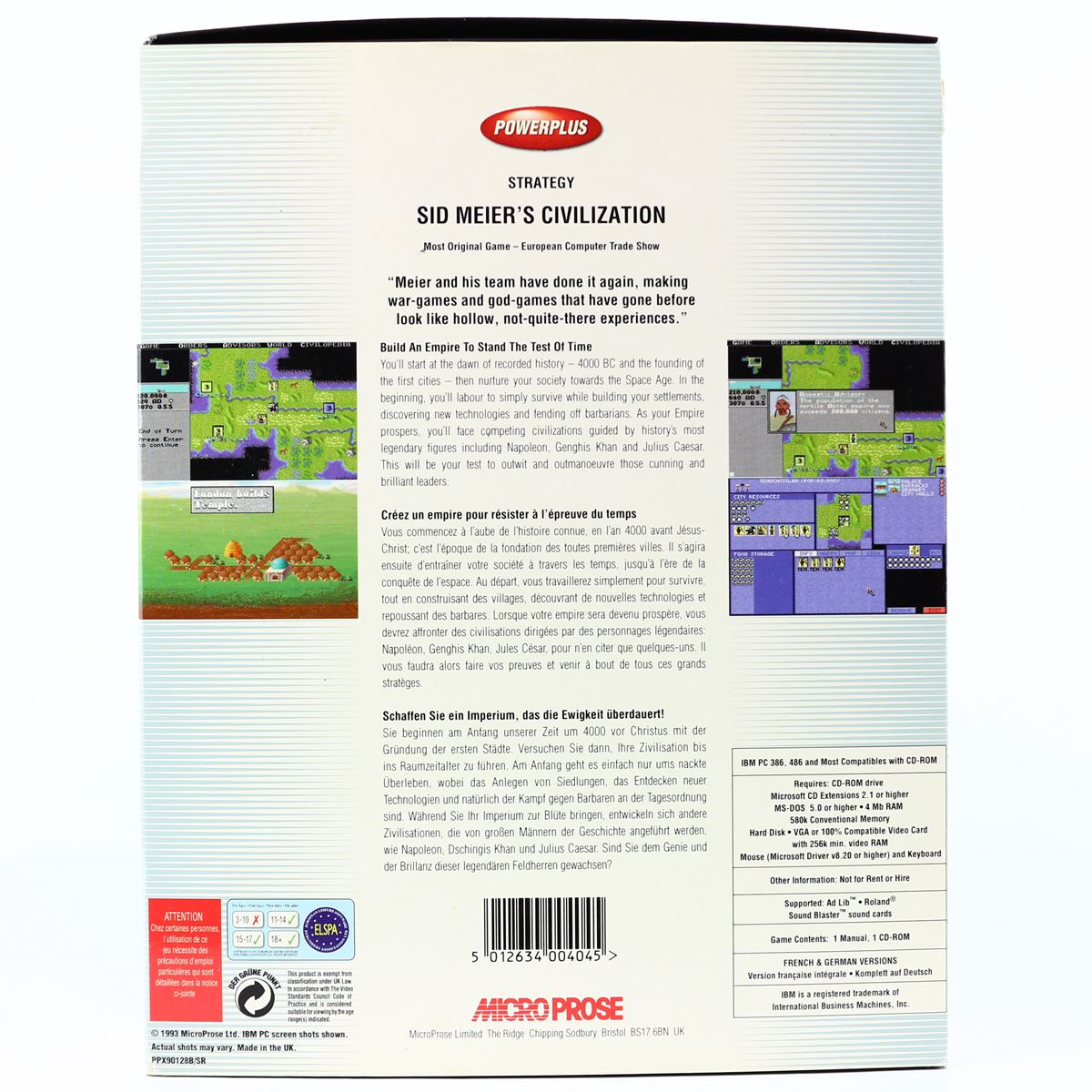 Sid Meier's Civilization (PC Big Box, Powerplus) - WTS Retro - Køb ...