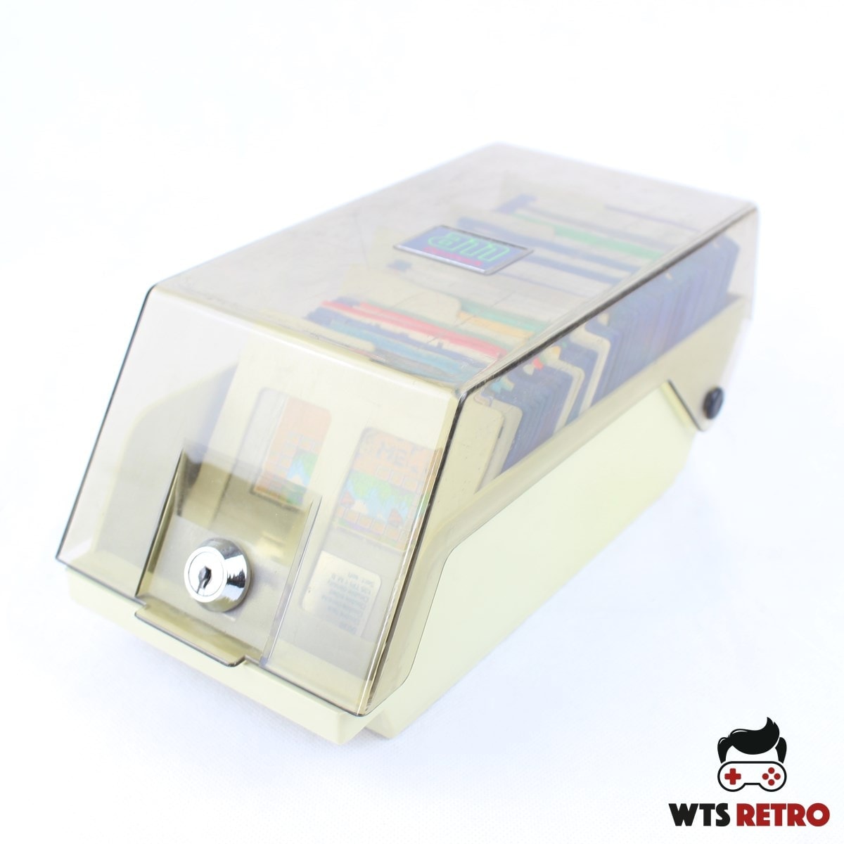 Lille disketteboks med Amiga Floppy Disk. Blandet disketter.