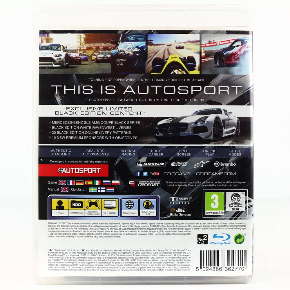 GRID Autosport: Black Edition (PS3) - WTS Retro - Køb spillet her