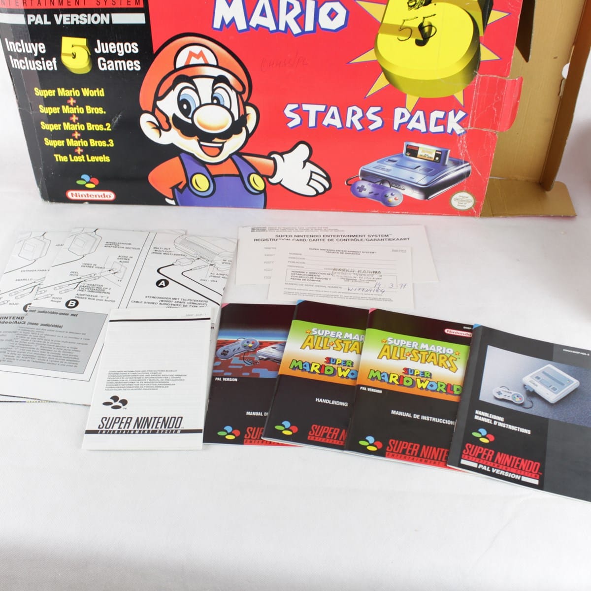 Super Nintendo konsol - Super Mario 5 Stars Pack (Boxed) - WTS Retro