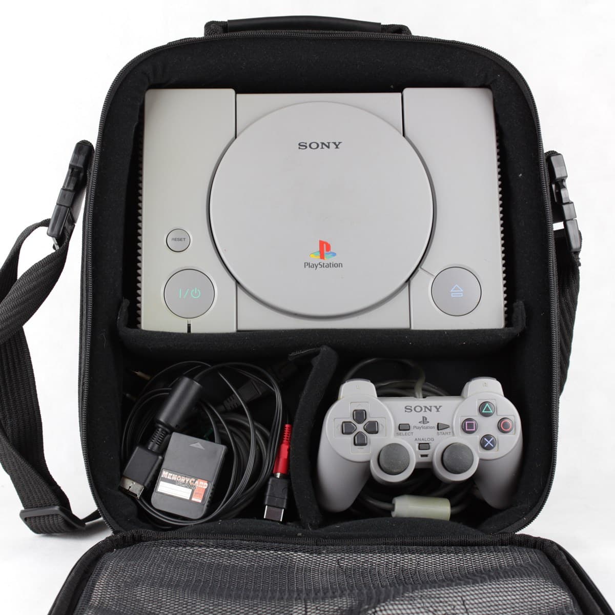 PlayStation 1 konsol med Modchip og Taske - WTS Retro