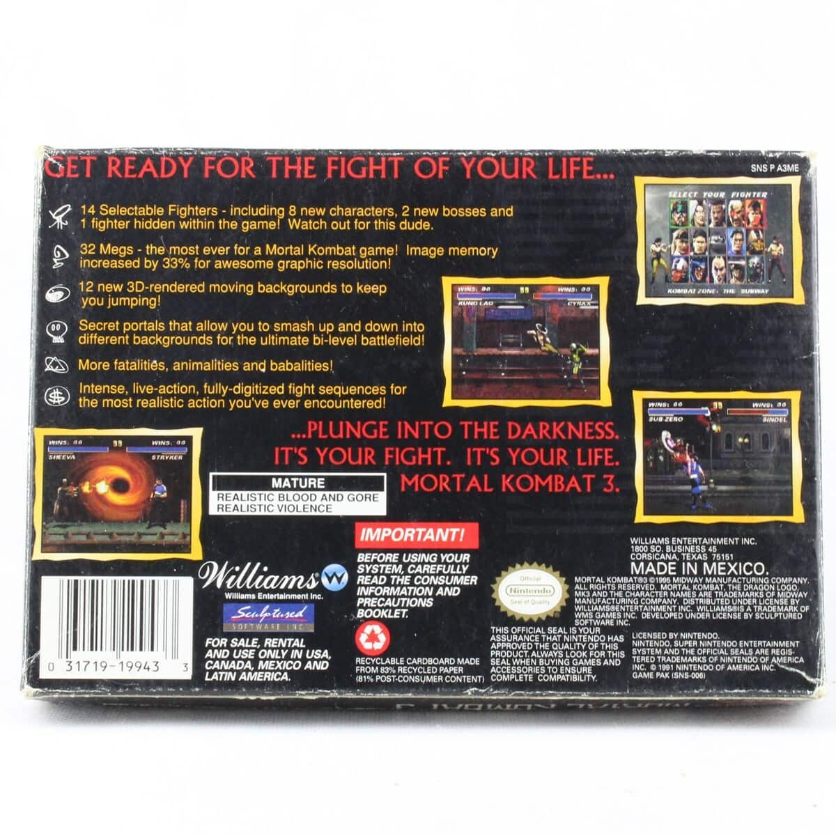 Mortal Kombat 3 (SNES - Boxed - USA) - WTS Retro - Køb spillet her