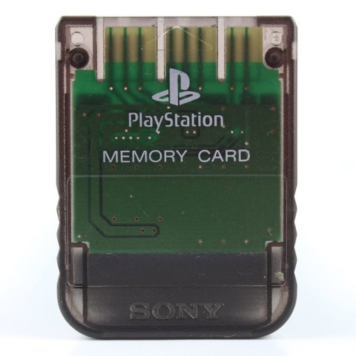 Sony 1MB Memory Card til Playstation 1 - Smoked / Klar Sort - WTS Retro