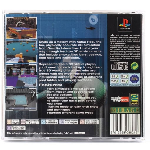 Actua Pool (PS1) - WTS Retro - Køb spillet her