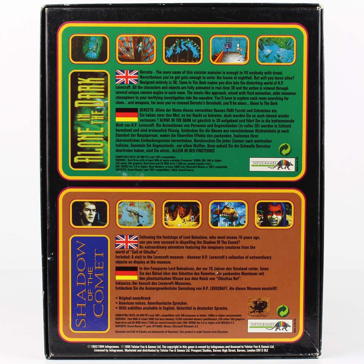 Telstar Double Value Games - Alone in the Dark / Shadow of the Comet (PC Big Box) - WTS Retro