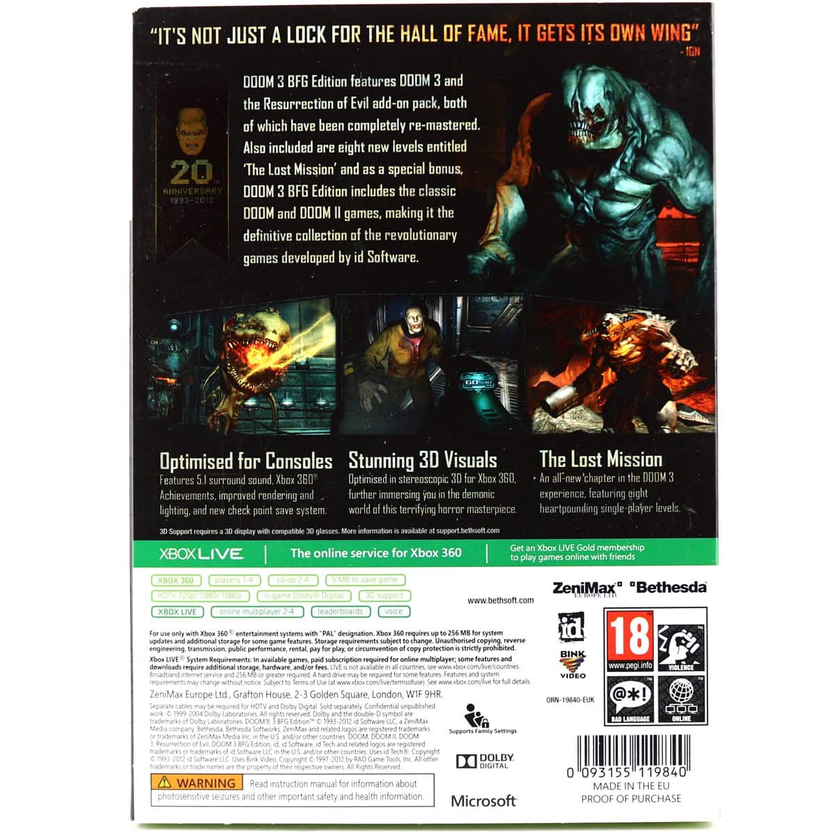 DOOM 3: BFG Edition (Xbox 360) - WTS Retro - Køb spillet her