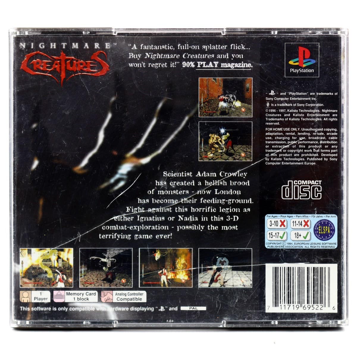 Nightmare Creatures (PS1) - WTS Retro - Køb spillet her