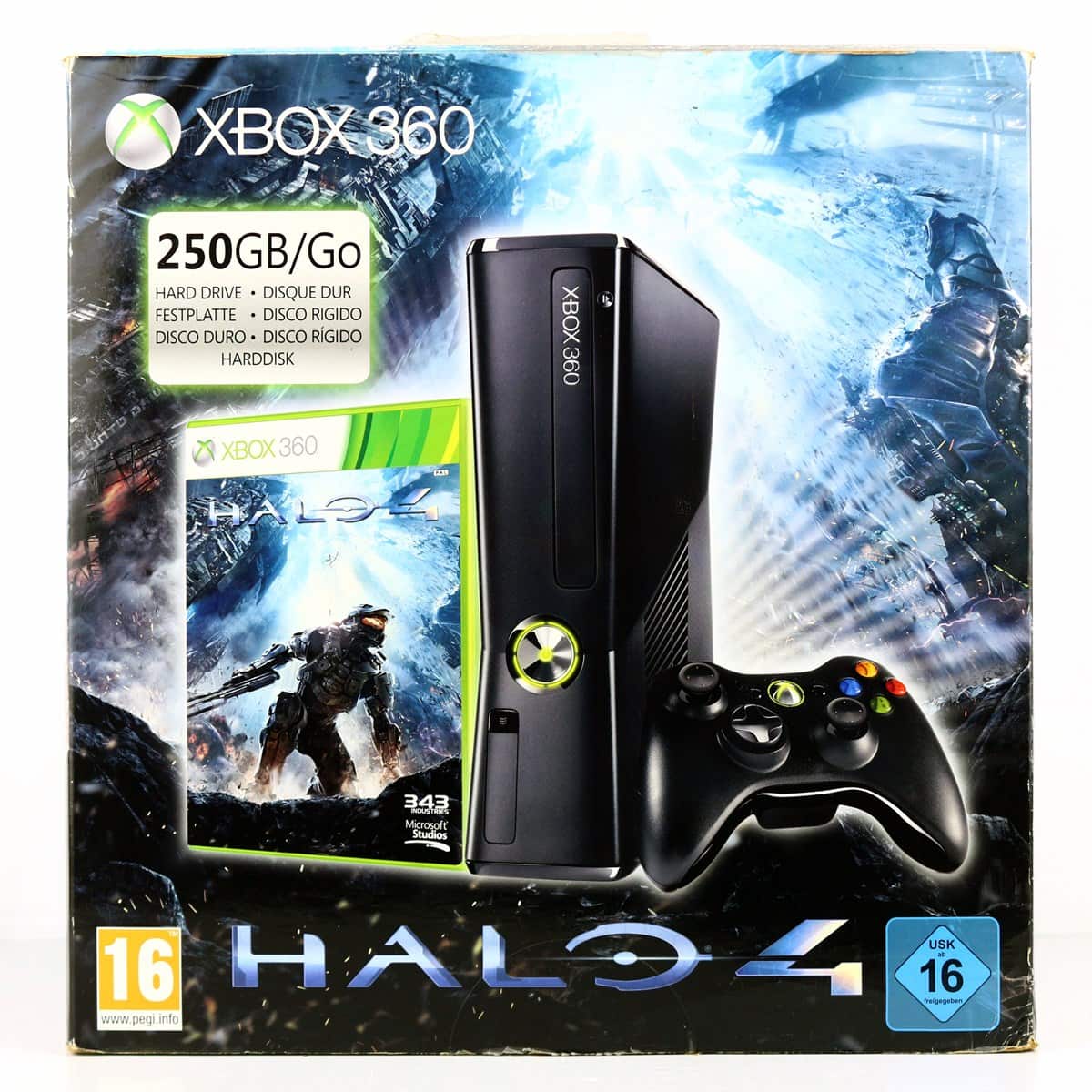Xbox 360 S konsol + Halo 4 (250GB - Boxed) - WTS Retro - Køb her