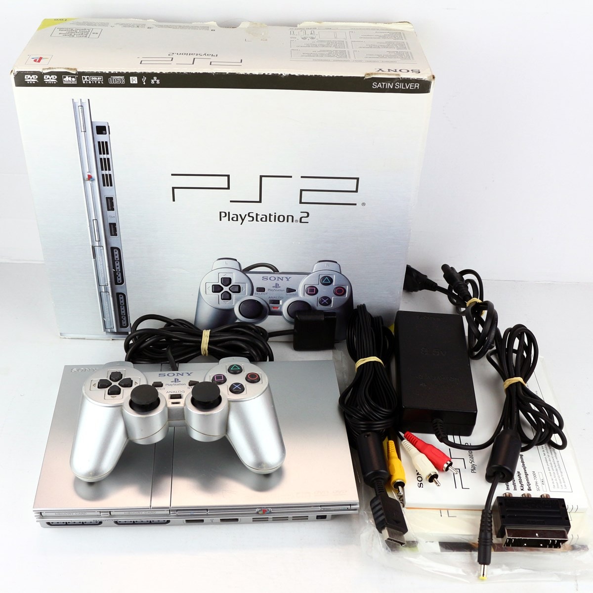 Playstation 2 Slimline (Boxed - Satin Silver) - WTS Retro - Køb her