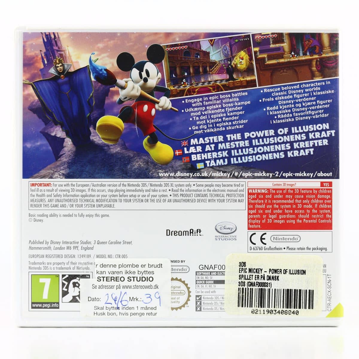 Epic Mickey: Power of Illusion (Nintendo 3DS) - WTS Retro - Køb her