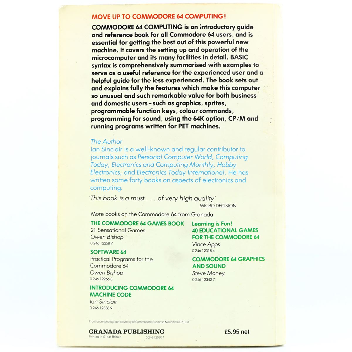 Commodore 64 Computing - Ian Sinclair - WTS Retro - Køb her