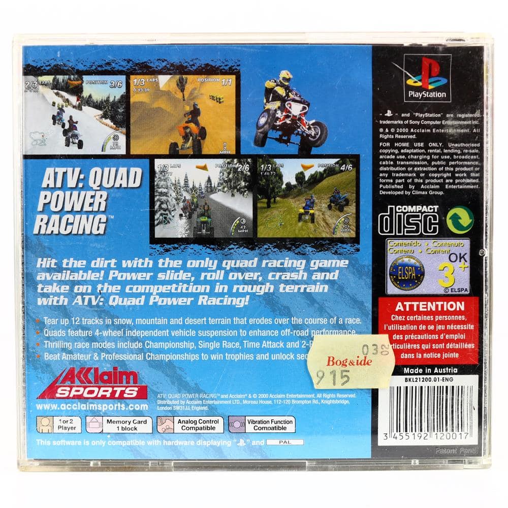ATV: Quad Power Racing (PS1) - Brugt - WTS Retro - Køb spillet her
