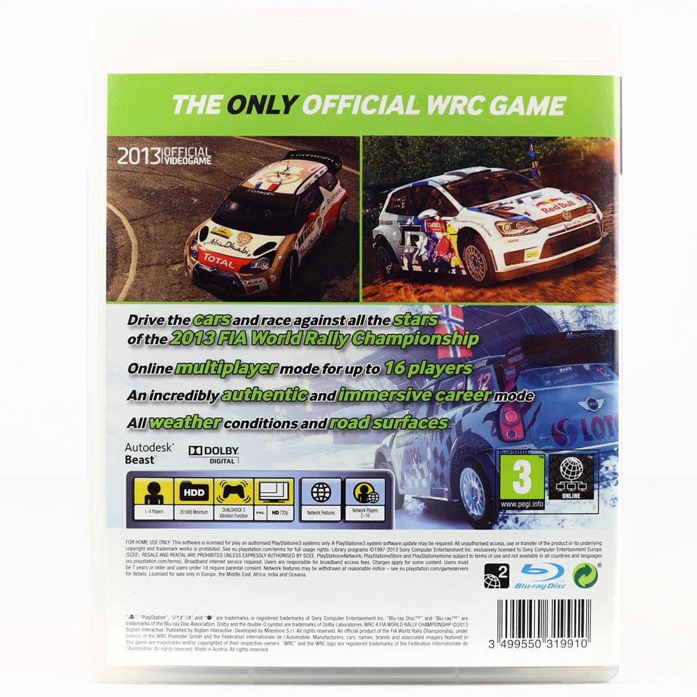 WRC FIA World Rally Championship 4 (PS3) - WTS Retro - Køb spillet her